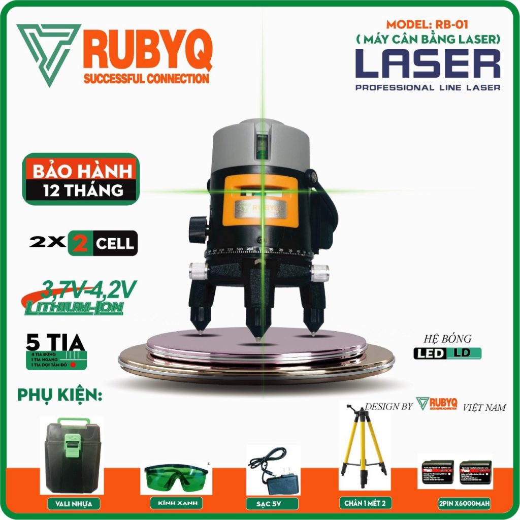 Máy cân mực laser RUBYQ RB 01 (5 tia xanh dùng ngoài trời) – Điện Máy ...