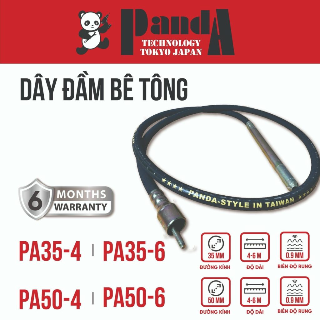 Dây đầm dùi bê tông PANDA PA35-6m – Điện Máy Quang Tuyến